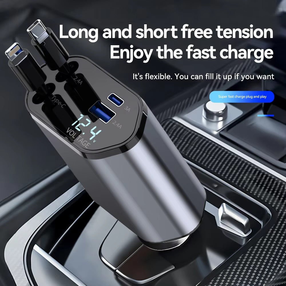 120W Retractable 4 in 1 Car Charger – Care Me